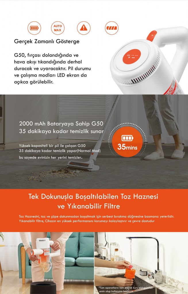 ILIFE G50 Kablosuz Dikey Süpürge – ILIFE Robot Türkiye